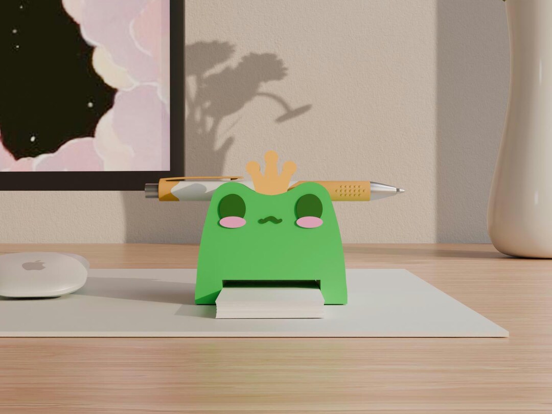 Frog Pen Holder, Aesthetic Desk Decor , Cute Post It Organicer , Prince ...