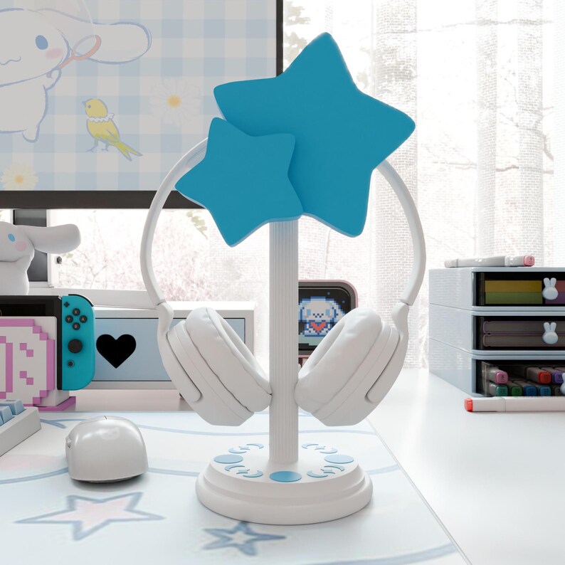 Personalized Headset Stand, Custom Color Setup Decor, Star Headphone ...