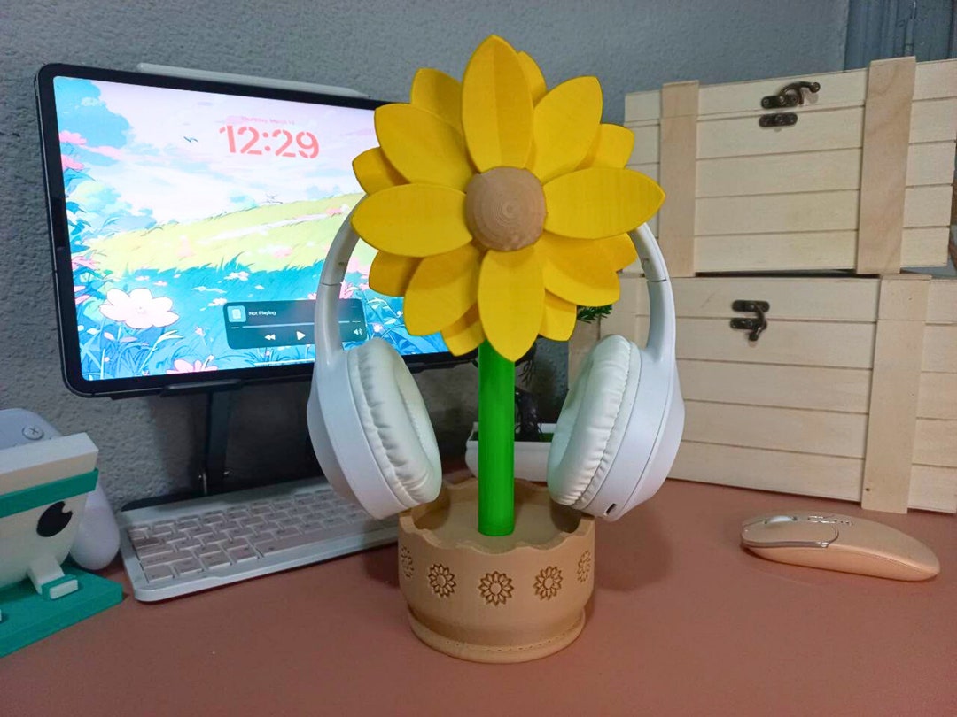 Sunflower Headphone Stand Available in Multiple Colors Aesthetic Desk ...