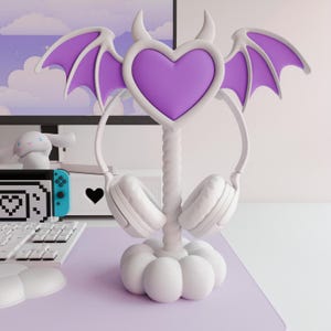 Cute Headphone Stand Gaming Headset Holder With Devil Aesthetic, Heart ...