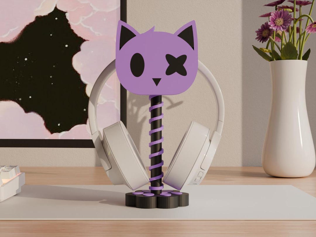 Cat Headphone Stand | Aesthetic Desk Desk Decor , Headphone Holder ...