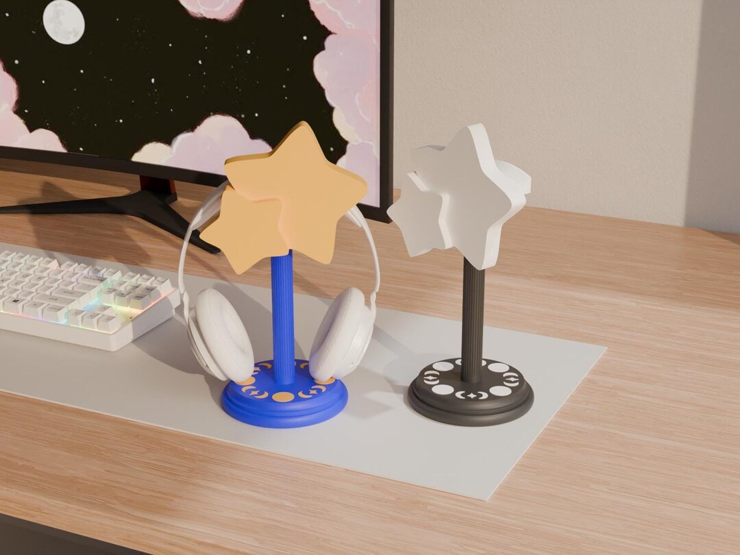 Personalized Headset Stand, Custom Color Setup Decor, Star Headphone ...
