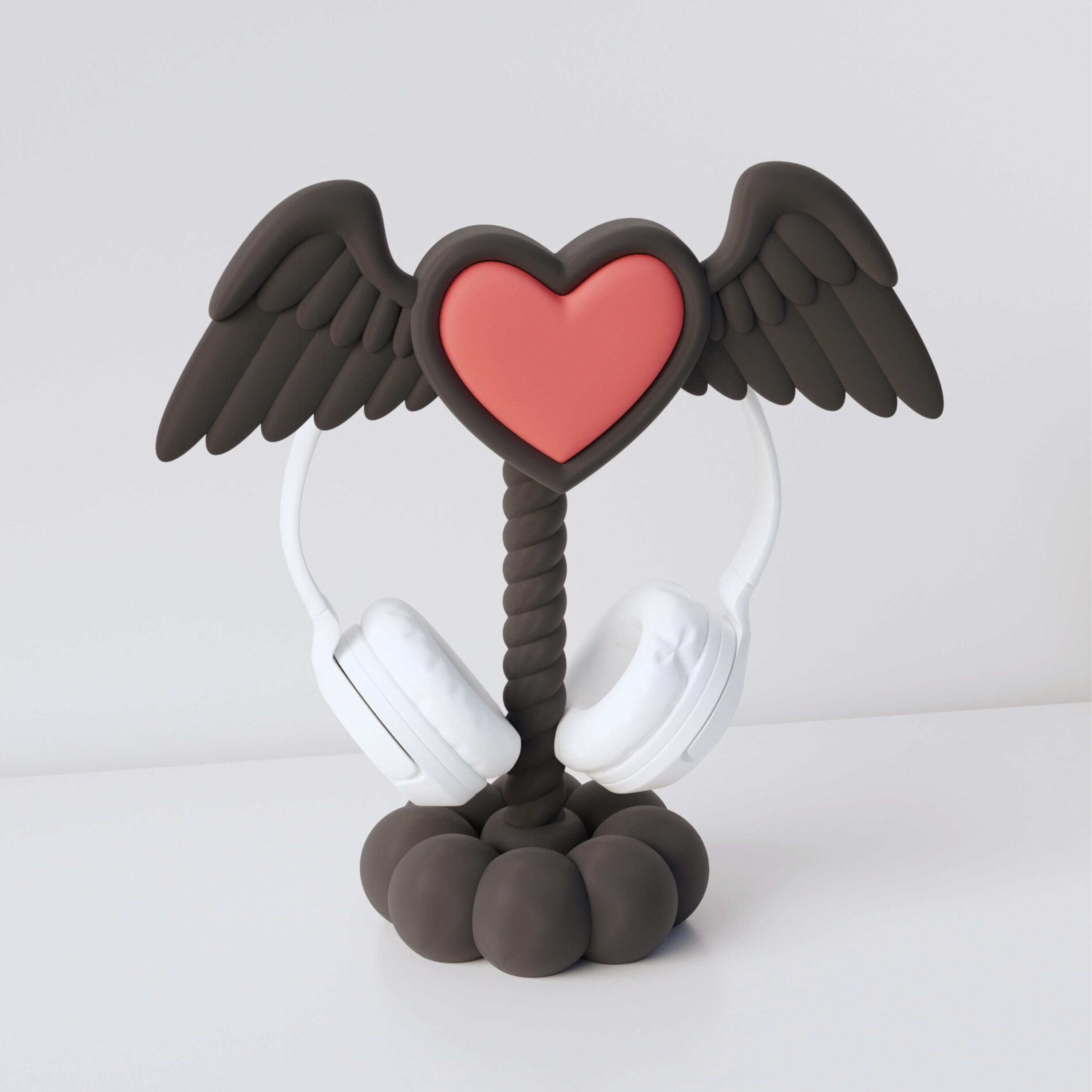 Angel Wing Headphone Stand, Cute Heart Gaming Holder, Custom Color Desk ...