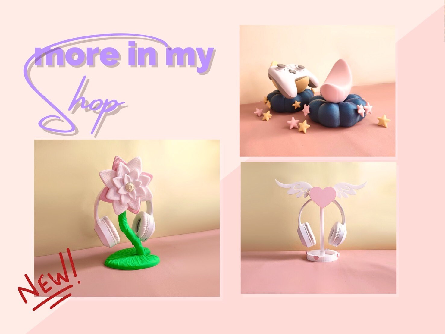 Water Lily Flower Headphone Stand Cute Desk Setup Girl Gift Cozy Desk ...