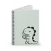 Dino Notebook, Chill Dinosaur Sipping Coffee, Spiral Journal, Neo Mint ...