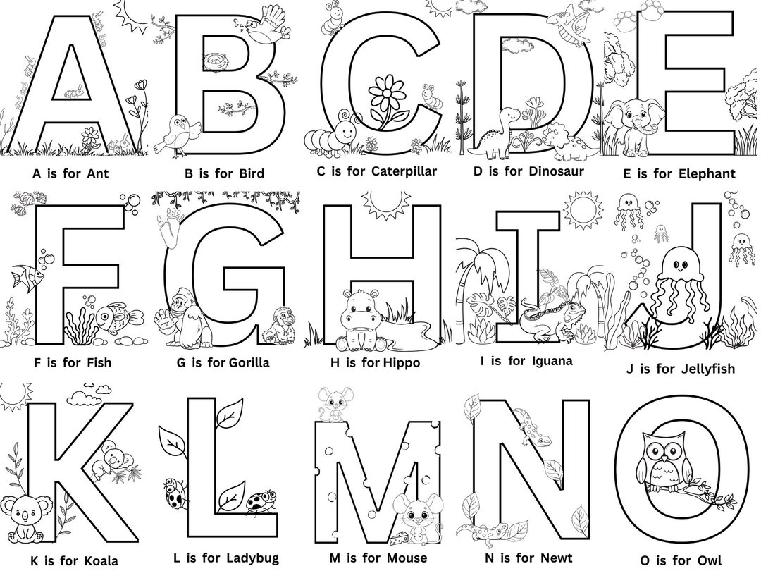 Animal Alphabet Print and Color Page for Kids - Etsy