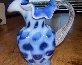 Fenton French Opalescent Iridized Melon Pitcher Stiegel Green Museum - Etsy