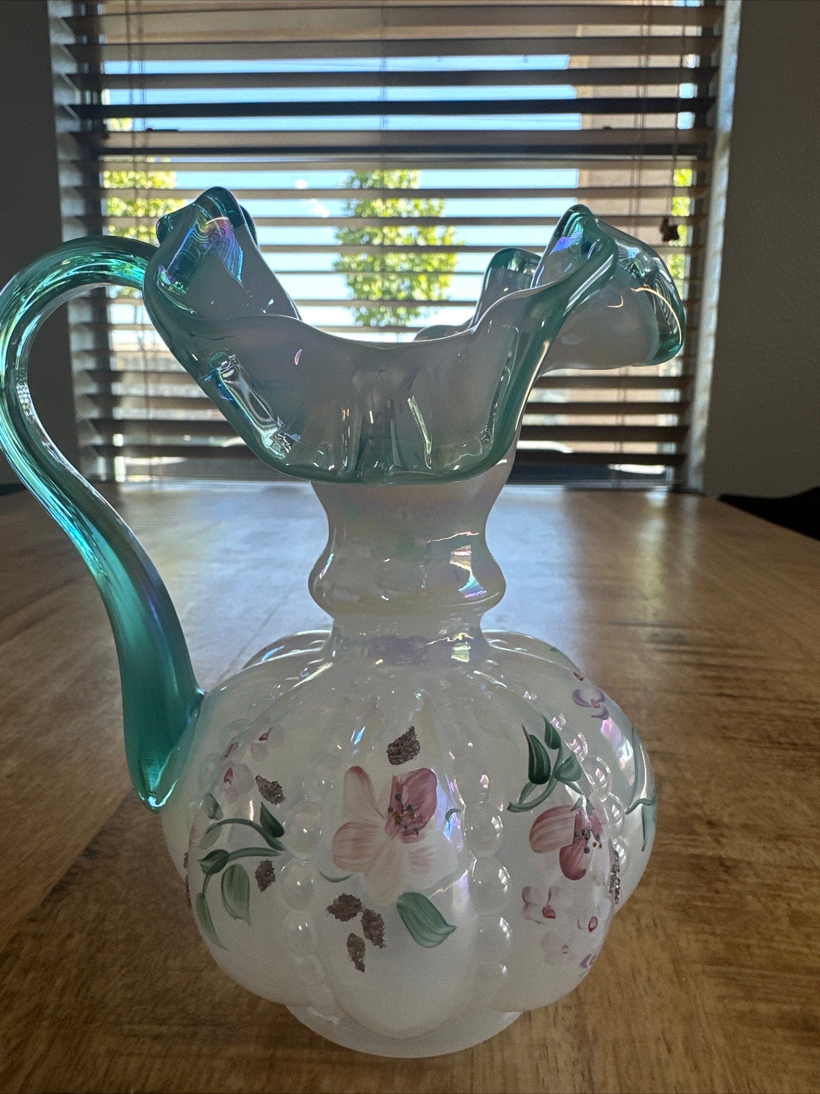 Fenton French Opalescent Iridized Melon Pitcher Stiegel Green Museum - Etsy
