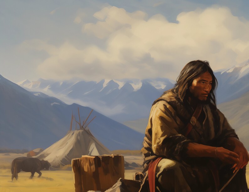 The Fugitive Central Asian Nomad on Camp, Oil on Canvas Printable Art ...
