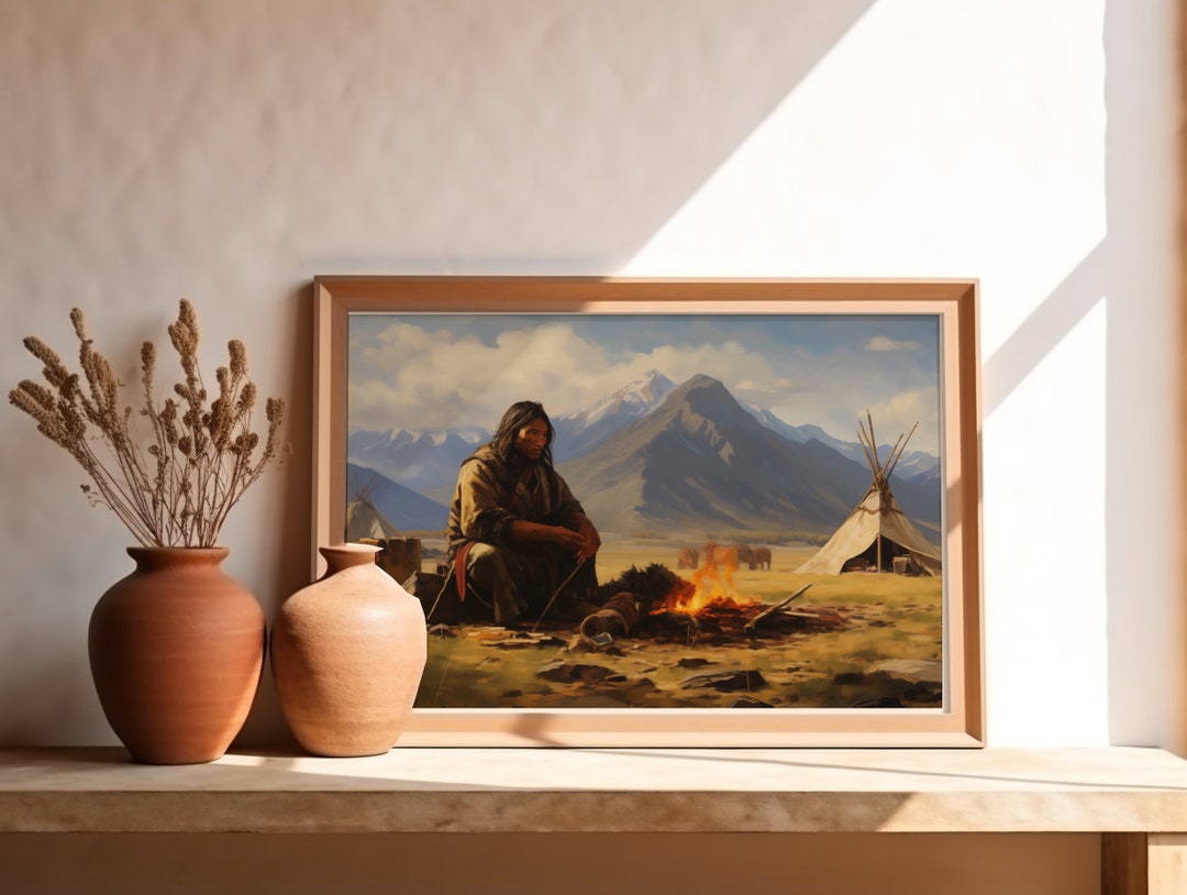 The Fugitive Central Asian Nomad on Camp, Oil on Canvas Printable Art ...