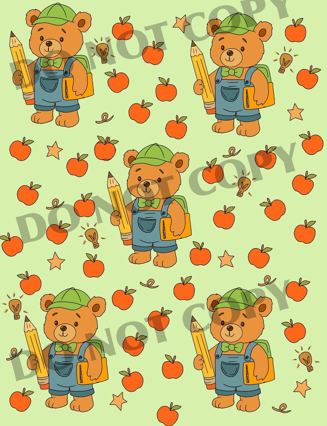 Back to School Teddy Bear Seamless Repeating Pattern File - Etsy