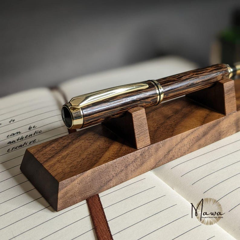 Handcrafted Walnut Pen Stand: Personalized Display for Fountain Pens ...