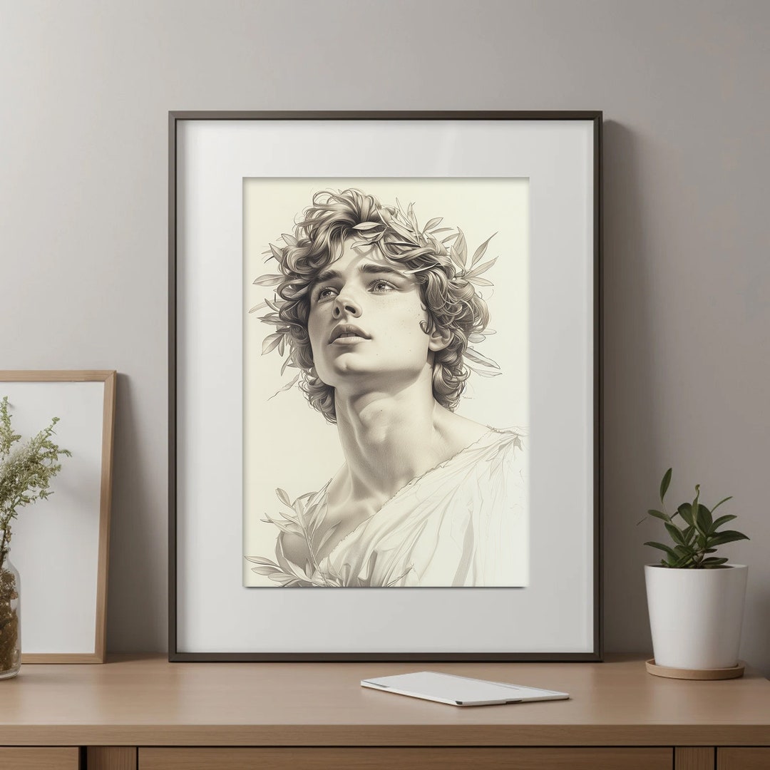 Greek God Art Poster: Ethereal Graphite Drawing Print - Etsy