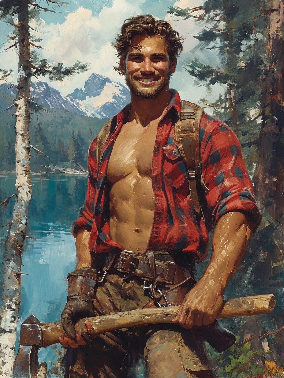 Canadian Lumberjack Digital Download , Gay Male Poster Art, Male Pin Up ...