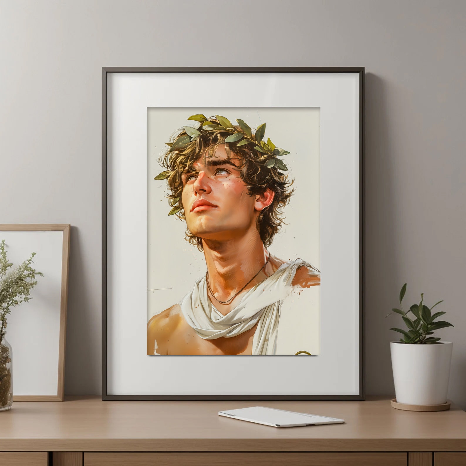 Helios Ascendant Greek God Poster, Ai Art, Gay Male Poster Art, Male ...
