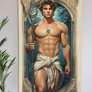 Poseidon's Son: Mythic Masculinity -- Flag of Shirtless God of the Sea - Etsy