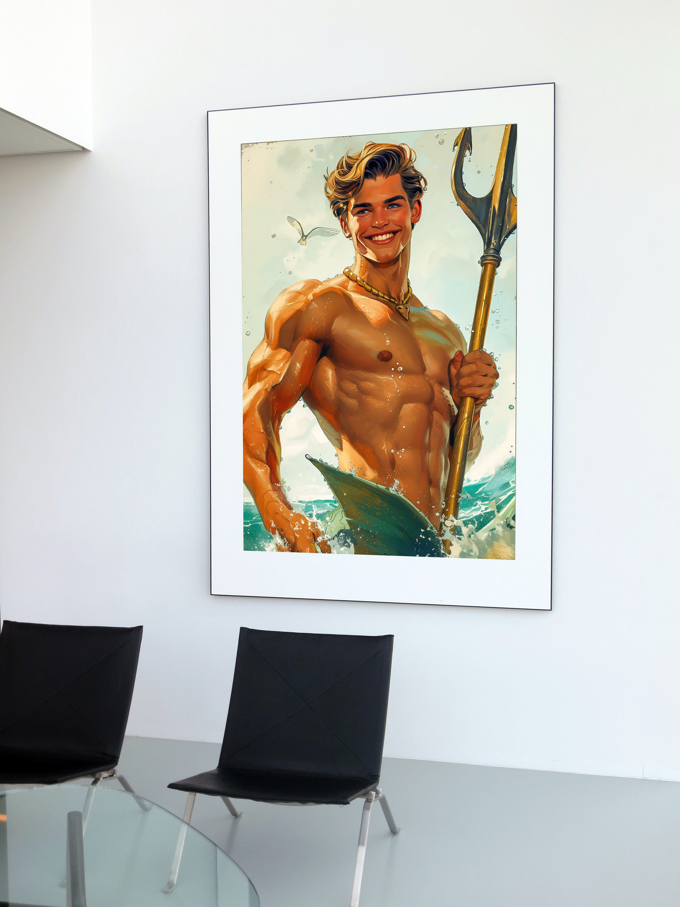 Cute Smiling Merman Ai Poster Gay Poster Art - Etsy
