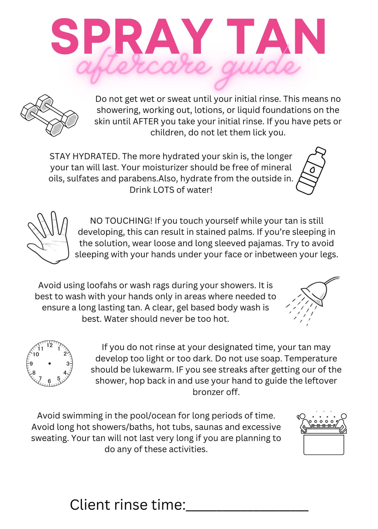 Spray Tan Aftercare Guide - Etsy