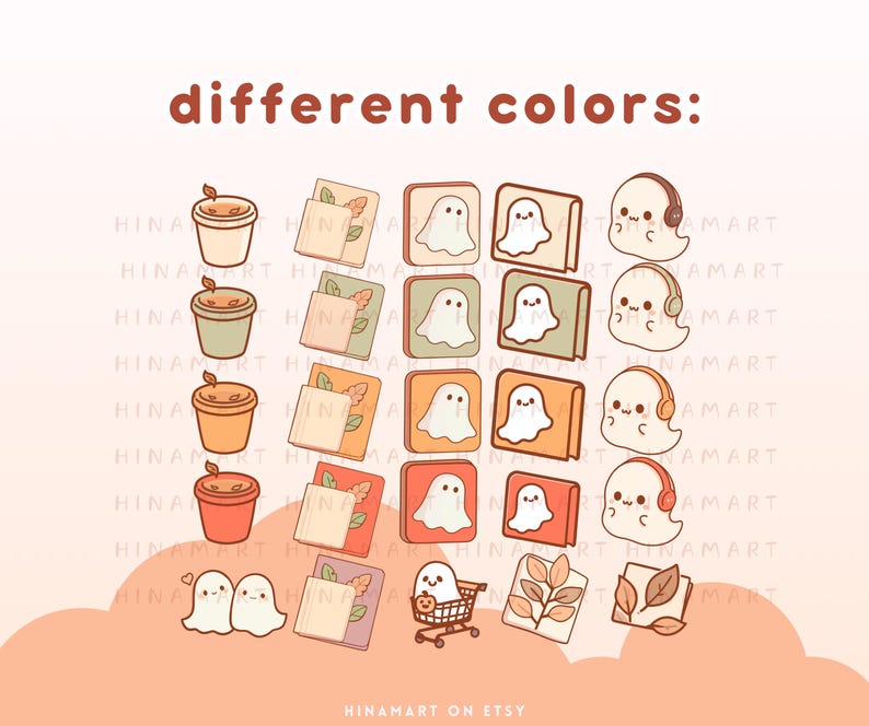 Autumn Ghosts Desktop Icons Set Cute Desktop Organizer Icons Folders ...