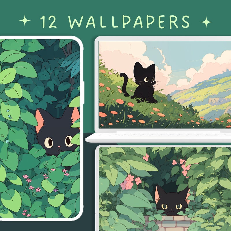 Black Cat Wallpaper - Etsy UK