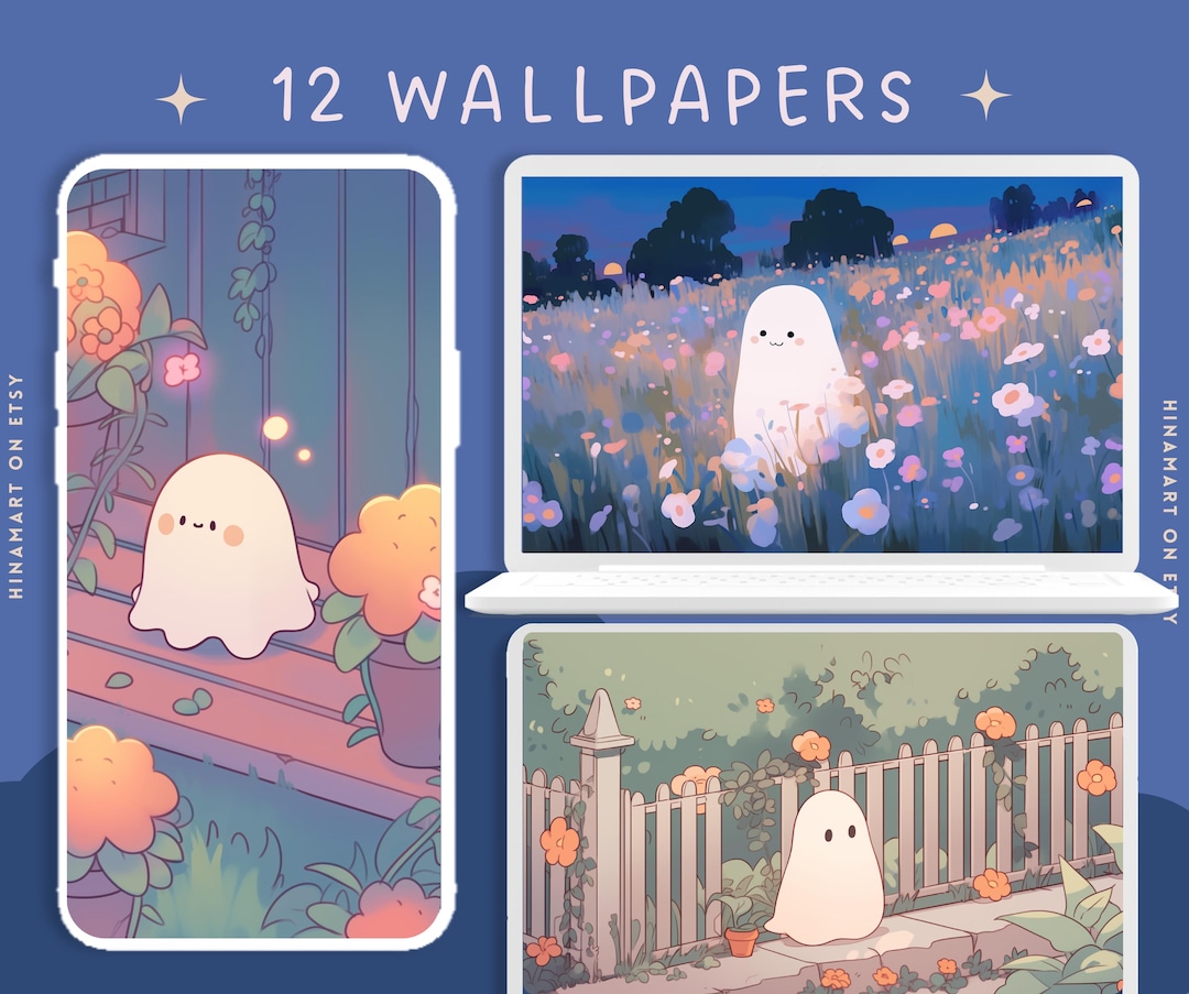 Cute Ghost Flower Wallpaper Ghostie Wallpaper Halloween Wallpaper ...