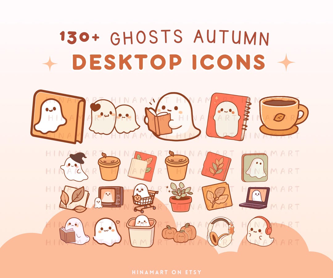 Autumn Ghosts Desktop Icons Set Cute Desktop Organizer Icons Folders ...