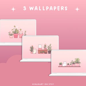 Cat Plant Computer Desktop Organizer Set Wallpapers Icons Cats Plants ...