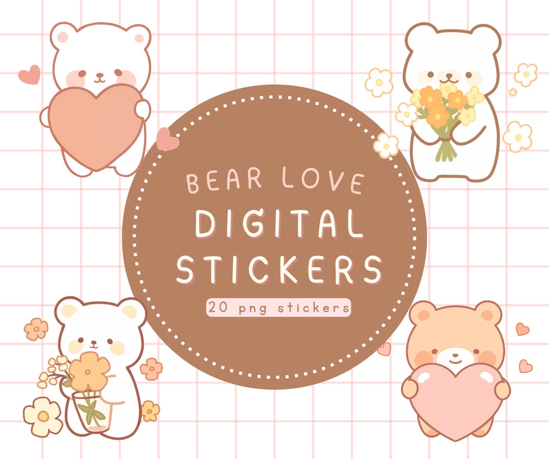 Digital Sticker Pack Cute Bears Stickers for Goodnotes, Digital ...