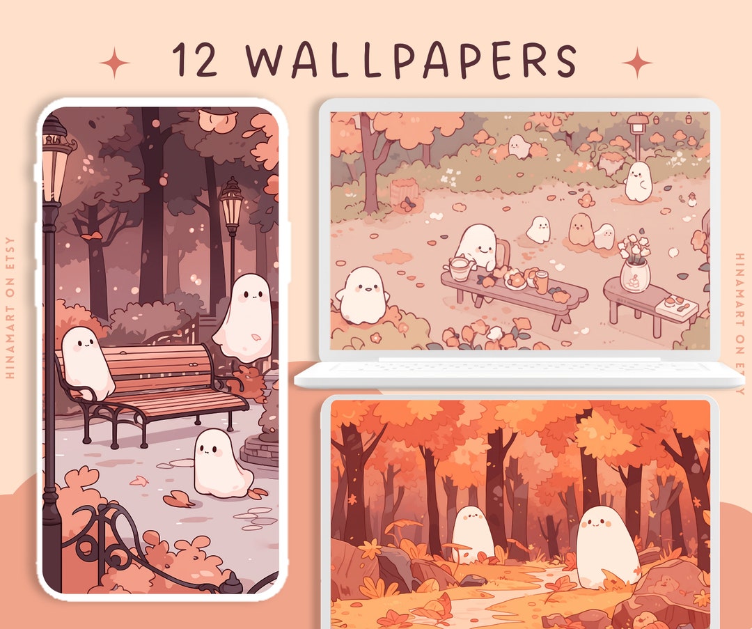 Cute Ghosts Wallpaper Cozy Autumn Wallpapers Kawaii Lofi Fall Wallpaper ...
