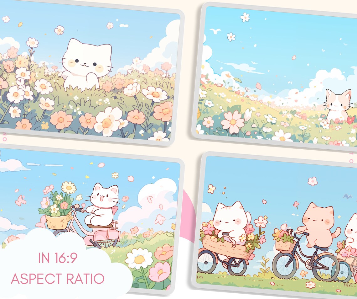 Cute Flower Cats Wallpaper Pack Adorable Kawaii Bunnies Bear Wallpapers ...