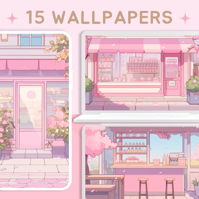 Pink Cafe Wallpaper - Etsy UK