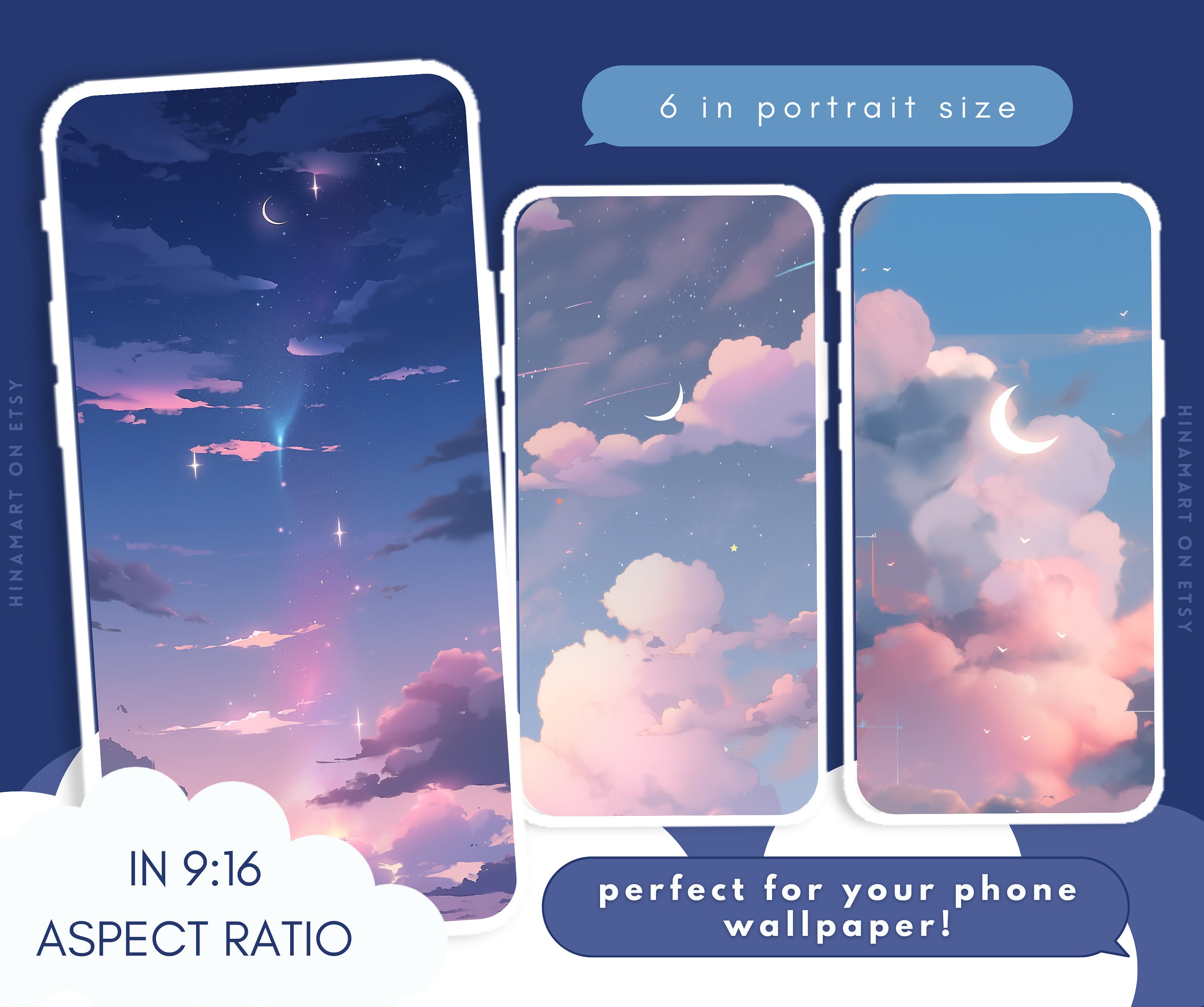 Lofi Night Sky Wallpapers Pastel Dreamy Aesthetic Cute Clouds Celestial ...