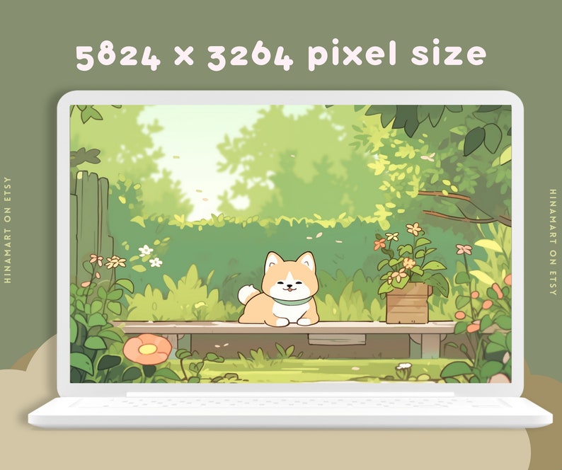 Shiba Inu Garden Wallpapers Set Corgi Dog Cute Wallpaper Cozy Lofi ...