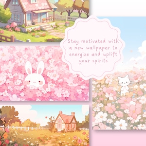 Spring Wallpaper MEGA Bundle Cute Wallpapers Kawaii Screensaver Sakura ...