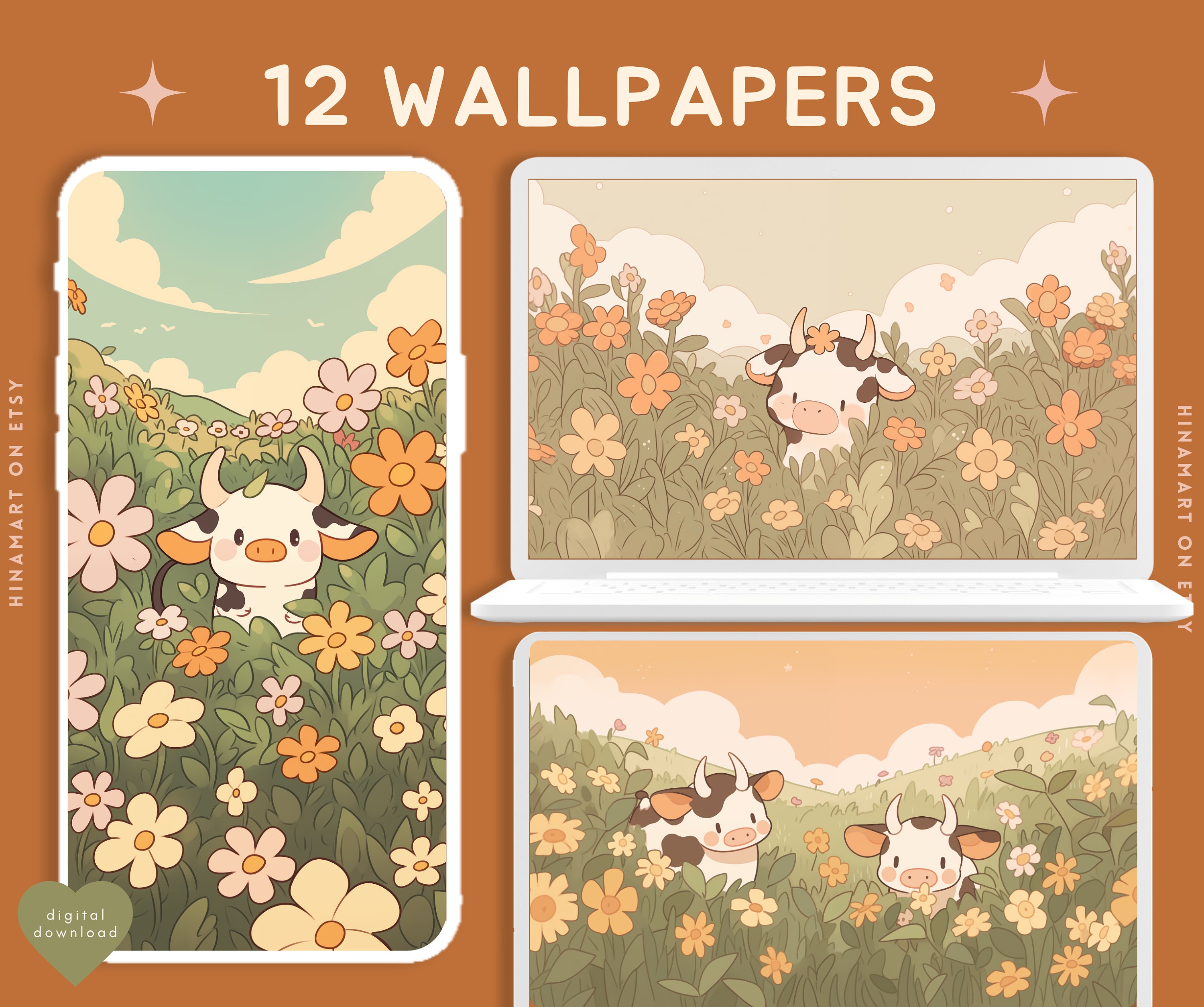 Cows Plants Wallpapers Cozy Wallpaper Cute Animal Desktop Wallpaper ...