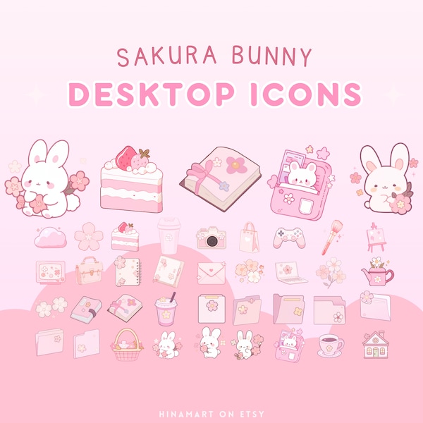 Cute Kawaii Desktop Icon Set - Etsy