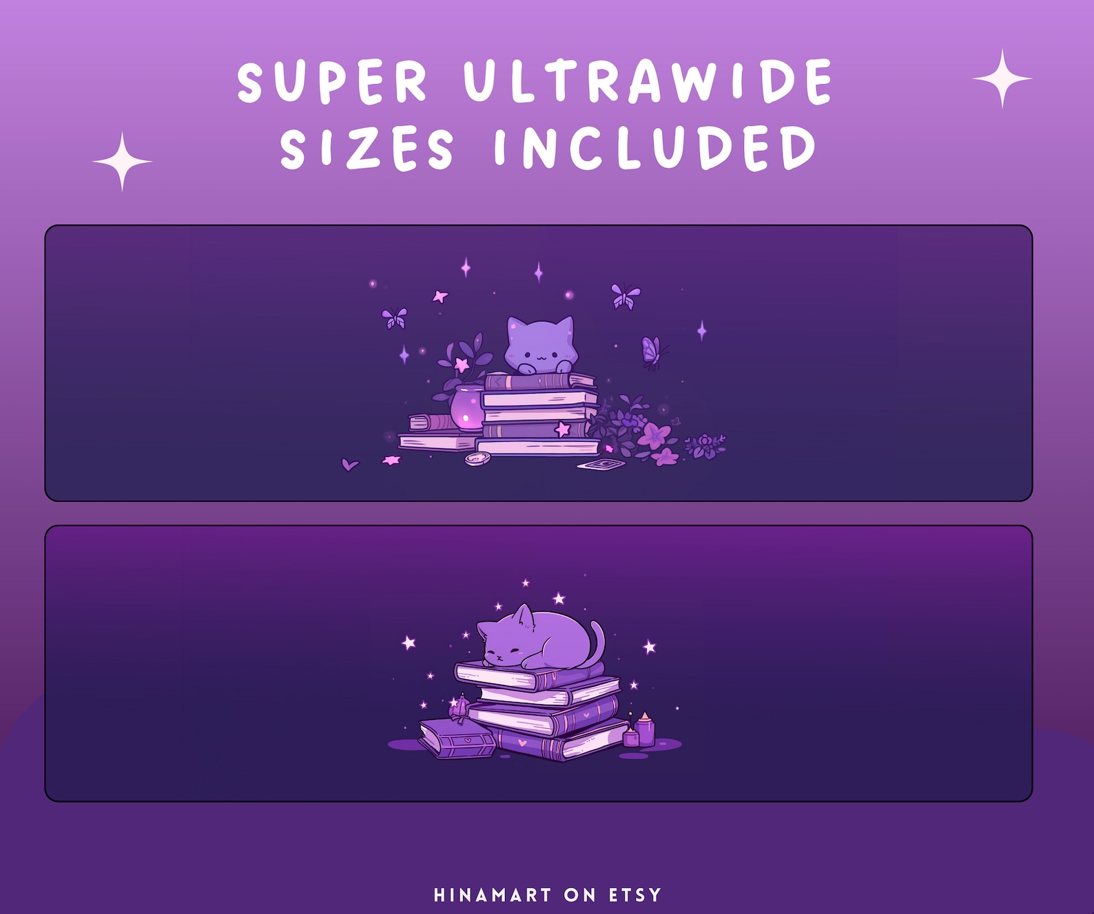 Purple Magic Butterfly Witch Cat Computer Desktop Organizer Set ...