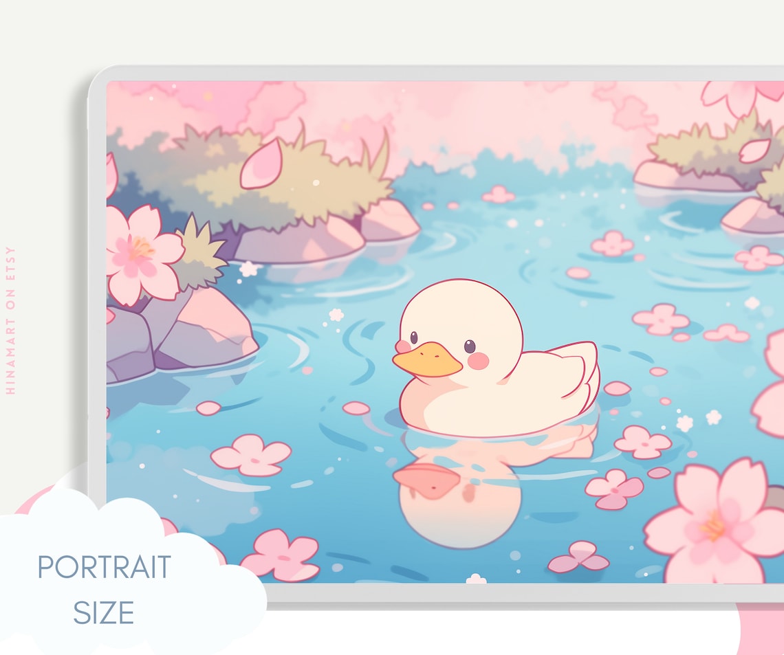 Flower Duck Wallpaper Cute Aesthetic Sakura Blossom Ducks Wallpapers ...