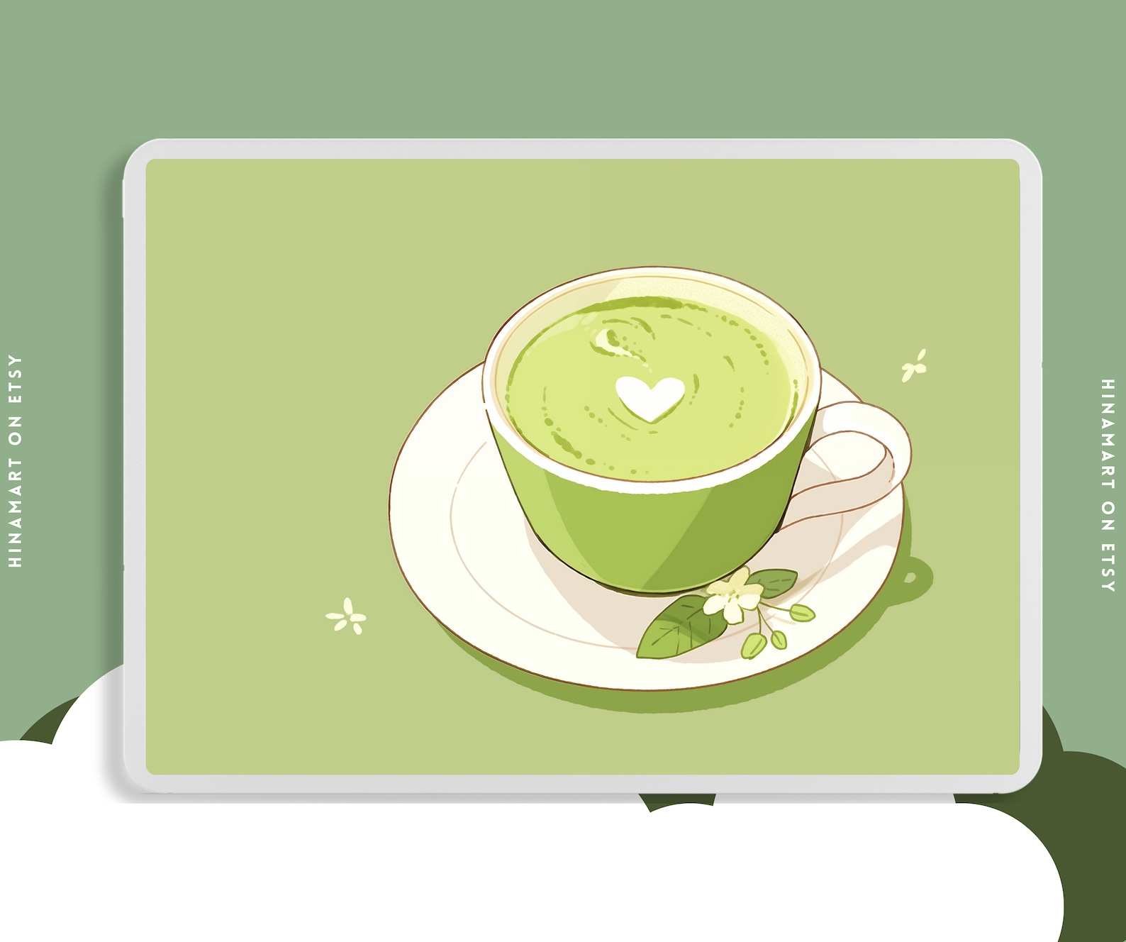 Lofi Matcha Green Wallpapers Pack Cute Art Kawaii Scenery Cat Coffee ...