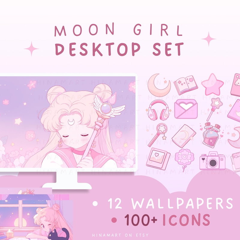 Moon Girl Desktop - Etsy