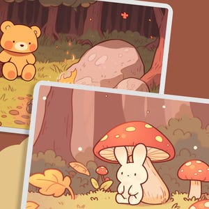 Cute Bunny Bear Autumn Wallpapers Kawaii Autumn Wallpaper Fall Desktop ...