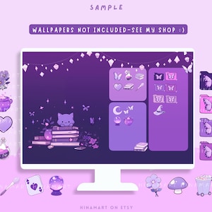 Purple Magic Butterfly Witchy Moth Desktop Icons Set Cute Desktop ...