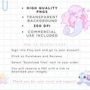 Cute Mermaids Clipart Bundle PNG, Little Sea Animals Clipart, Ocean ...