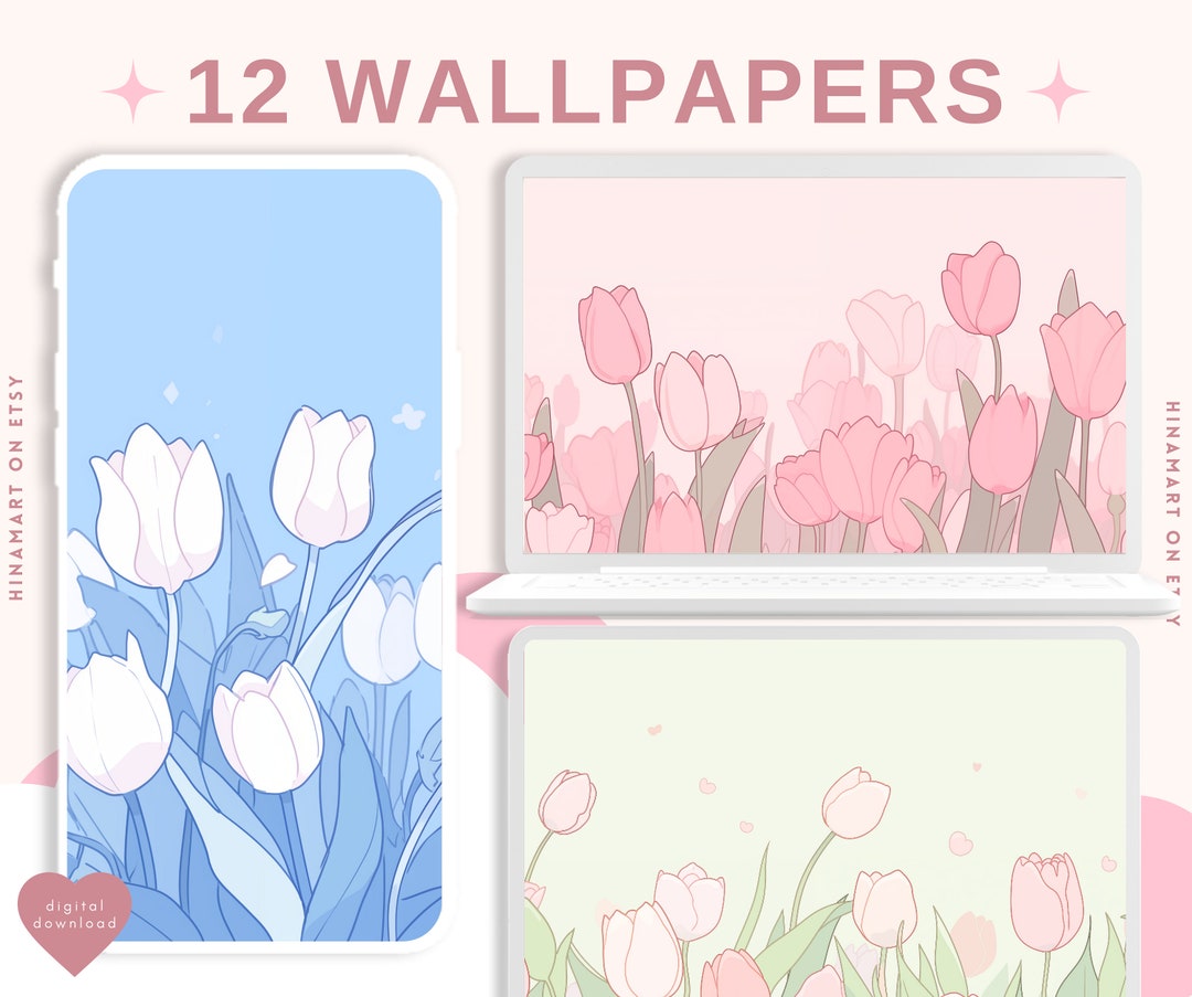 Tulips Flowers Desktop Wallpaper Pastel Tulip Flower Art Desktop ...