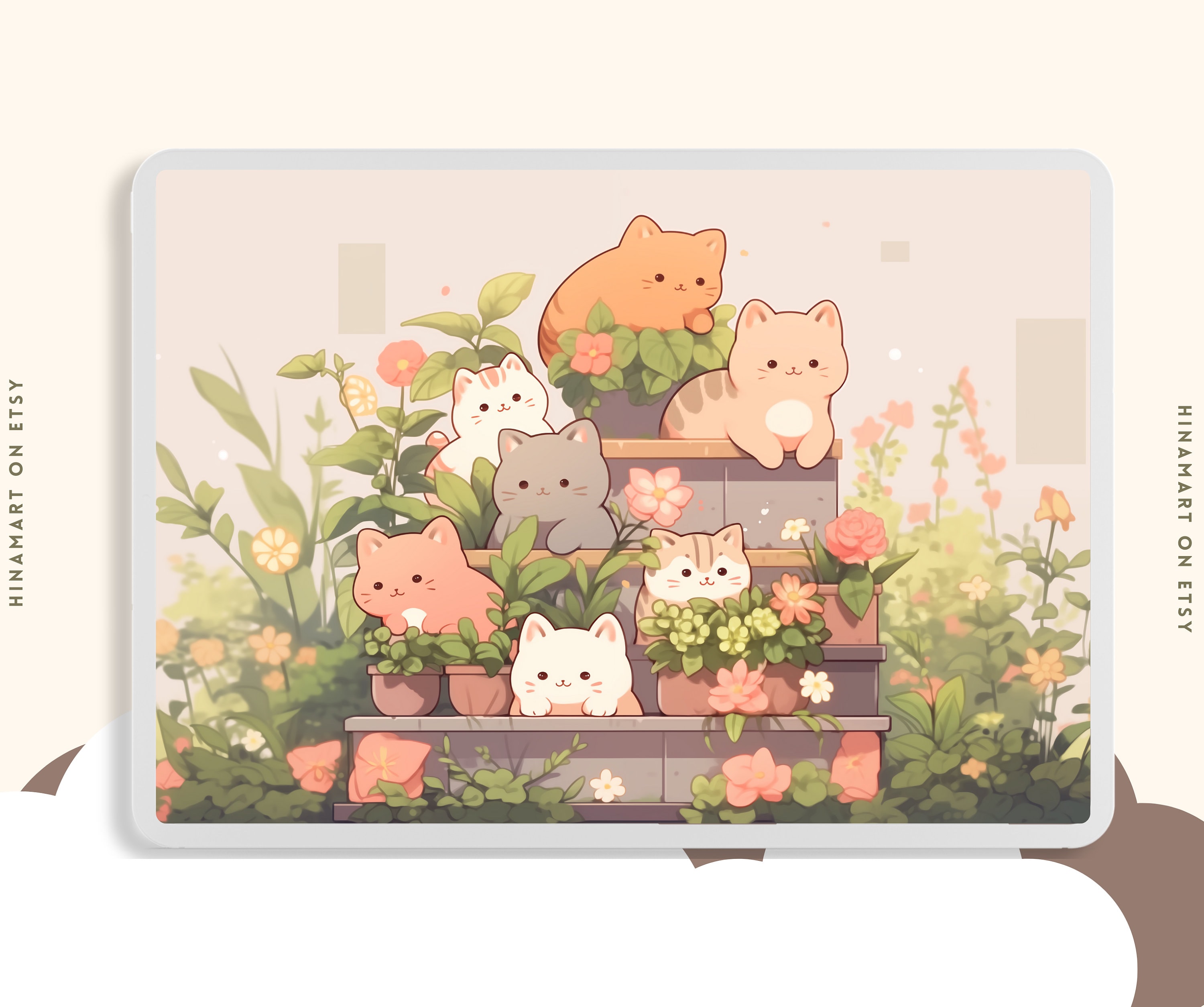 Cats Plants Wallpaper Pack Cute Books Cozy Wallpaper Kawaii Desktop ...