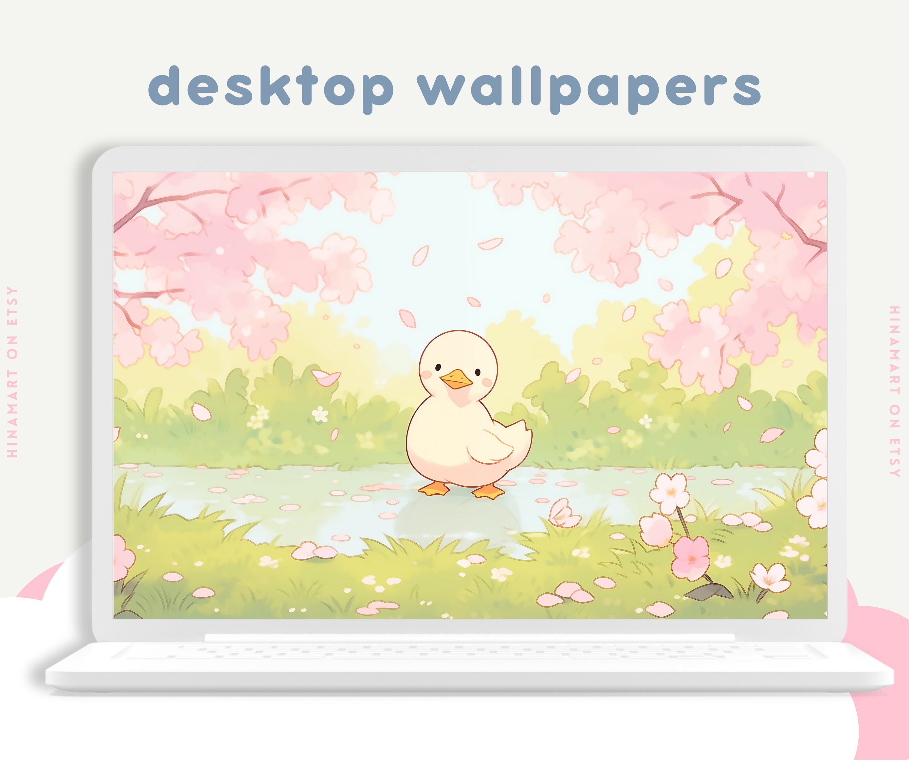 Flower Duck Wallpaper Cute Aesthetic Sakura Blossom Ducks Wallpapers ...