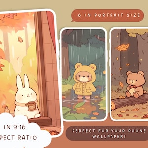 Cute Autumn Wallpapers Kawaii Fall Wallpaper Bear Bunny Lofi Desktop ...