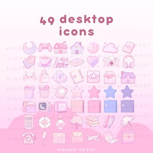 Pink City Desktop Icons Set Cute Desktop Organizer Icons Folders Kawaii ...