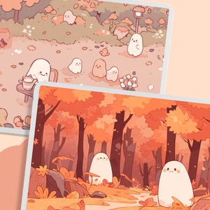 Cute Ghosts Wallpaper Cozy Autumn Wallpapers Kawaii Lofi Fall Wallpaper ...