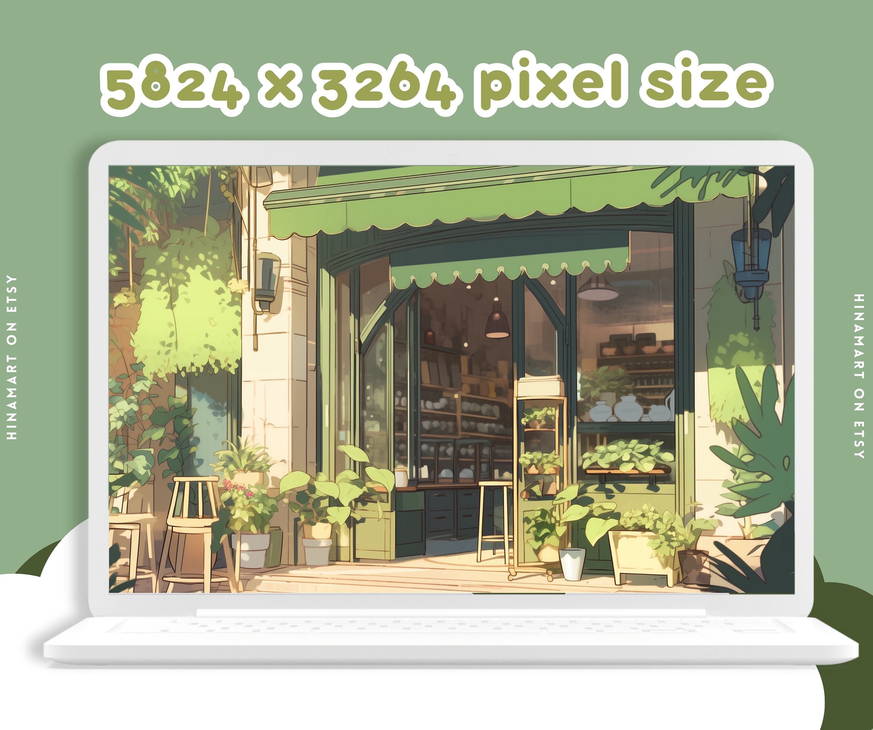 Lofi Matcha Green Wallpapers Pack Cute Art Kawaii Scenery Cat Coffee Background Cozy Anime ...